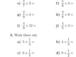 Dividing fractions by whole numbers and whole numbers by unit fractions ...