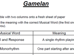 KS3 Music - Gamelan Worksheet | Teaching Resources