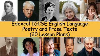 Edexcel IGCSE English Language Poetry & Prose Texts (20 Lesson Plans ...