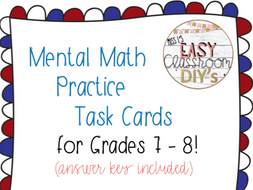 Mental Math Task cards | Teaching Resources