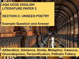 AQA GCSE English Literature Specimen Paper 2 Section C Unseen Poetry ...