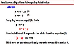 Simultaneous Equations - Substitution | Teaching Resources