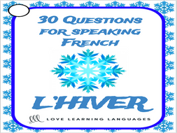 French Winter Question Cards - 30 French Winter Speaking Prompts - L ...