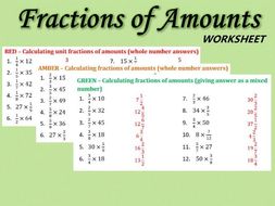 Fractions of Amounts Differentiated Worksheet | Teaching Resources