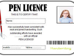 Pen Licence template (editable and pdf) | Teaching Resources