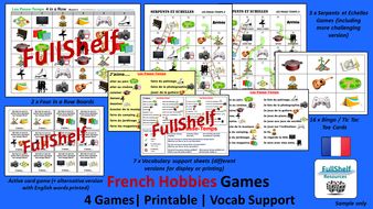 Hobbies in French Games (Les Passe-Temps) | Teaching Resources
