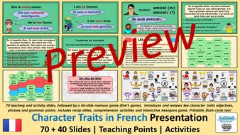 French Character Descriptions | Teaching Resources