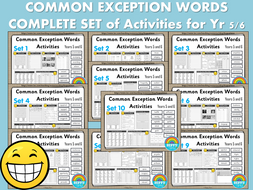Complete Set Year 5/6 Common Exception Words Spelling Activities ...