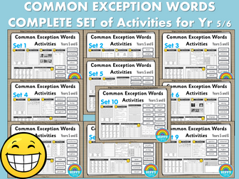 Year 5 / 6 Common Exception Words Spelling Activities ( set 6 ...