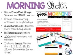 Editable Morning Slides with Timers | Teaching Resources
