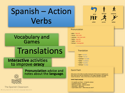 Action Verbs in Spanish - Powerpoint, Games and Flashcards | Teaching ...