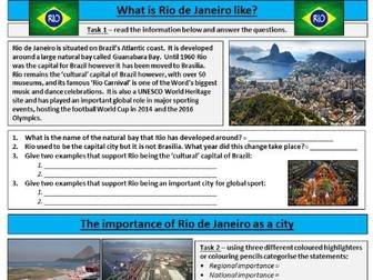 Importance of Rio de Janeiro Worksheet | Teaching Resources