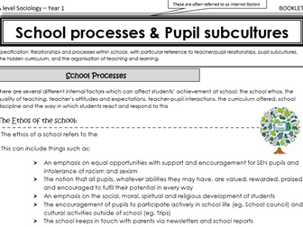AQA Sociology - Year 1 - Education - Complete Unit | Teaching Resources