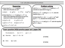 Composite functions - mastery worksheet | Teaching Resources