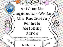 Recursive Formulas in Arithmetic Sequence Matching Card Set | Teaching ...