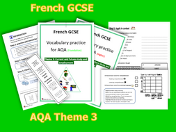 FRENCH GCSE- VOCABULARY PRACTICE FOR AQA THEME 3 (Foundation +Higher ...