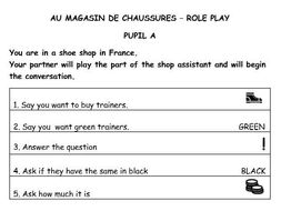 GCSE French speaking role play (shop) | Teaching Resources