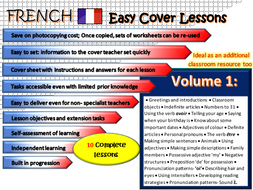 French Easy Cover Lessons- 10 lessons & cover sheets | Teaching Resources