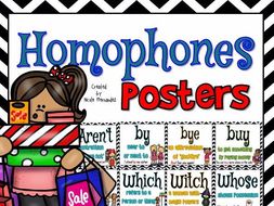 Homophone Posters: Set 2 (35 Colored Posters Including By/Buy/Bye ...