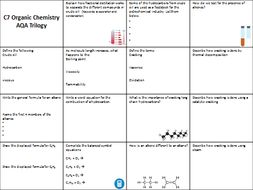 AQA Trilogy C7 Organic chemistry revision | Teaching Resources