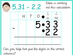 Column Subtraction Decimal Numbers Different Number of Decimal Places ...