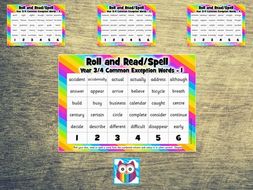Roll and Read/Spell - Year 3 & 4 Common Exception Words | Teaching ...