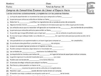 Grocery Shopping Spanish 4 Worksheet-2 Game-1 Exam Bundle | Teaching ...