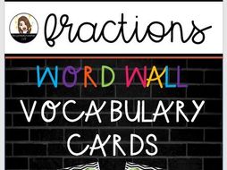 Fractions word wall vocabulary cards | Teaching Resources