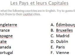 Match countries and capital cities in French | Teaching Resources