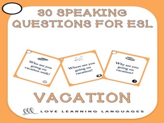 ESL Themed Vocabulary Conversation and Speaking Prompts - American ...