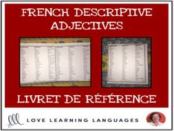 French Descriptive Adjectives Booklet - Livret de Référence | Teaching ...