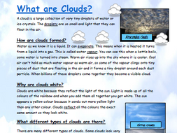 Explanation text about clouds comprehension activity. Weather ...