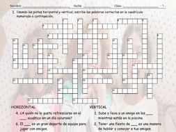 Friendship Activities Spanish Crossword Puzzle | Teaching Resources