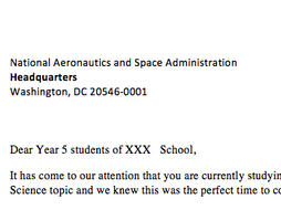 Letter from NASA | Teaching Resources