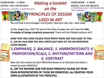 Making two foldout booklets Elements of Art and Principles of Design ...