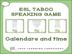 ESL - ELL Taboo speaking game - Calendar and time vocabulary | Teaching ...