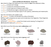 Rocks and Minerals - Worksheet | Distance Learning | Teaching Resources