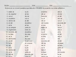 Contractions Al and Del Alphabetical Order II Spanish Worksheet ...