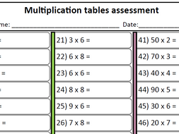 Times tables multiplication assessment pack | Teaching Resources