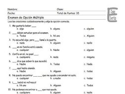 Indefinite Pronouns Spanish Multiple Choice Exam | Teaching Resources