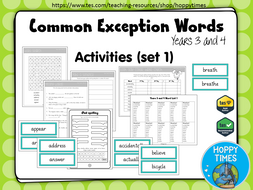 Year 3 / 4 Common Exception Words Spelling Activities (Set 1) by ...