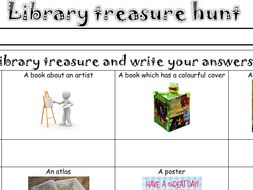 KS 1 & 2 Library Treasure hunt grid | Teaching Resources