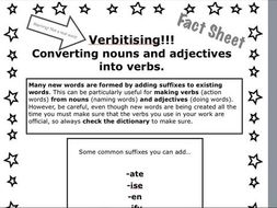 Converting nouns and adjectives into verbs | Teaching Resources