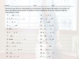 Verbs Start A, B, C End ER Missing Letters Spanish Worksheet | Teaching ...