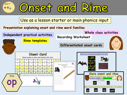 Onset and Rime Presentation, Activities, Worksheet, Teacher Notes ...