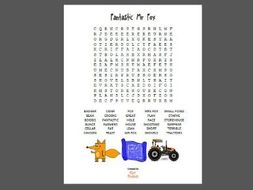 Wordsearch puzzle for Fantastic Mr Fox - Roald Dahl (30 words ...