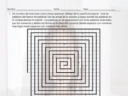 Demonstrative Adjectives Word Spiral Spanish Worksheet | Teaching Resources