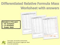 Relative Formula Mass Worksheet - Differentiated and fully editable ...