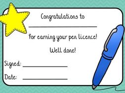 Pen Licence Certificate | Teaching Resources