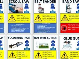 Complete Health and safety signs for the workshop for all tools ...